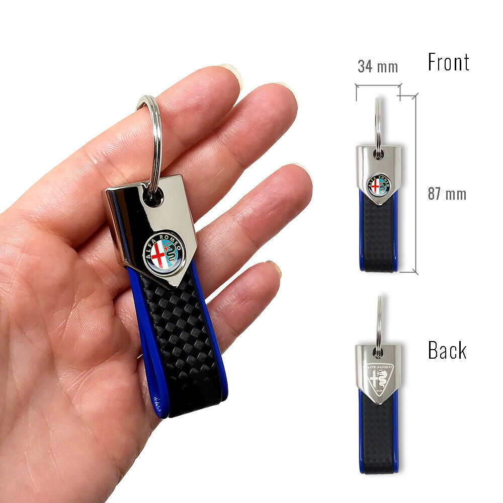 Keychain Elite Alfisti, Carbon Blue with Logo Alfa Romeo Old Years 80 ...