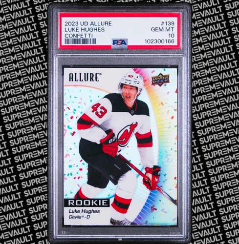 Luke Hughes 2023-24 Allure Confetti Rookie Card #139 PSA 10 RC Devils ...