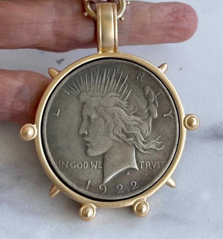 22’ Dual Sided Statement large coin pendant with chunky chain. | eBay