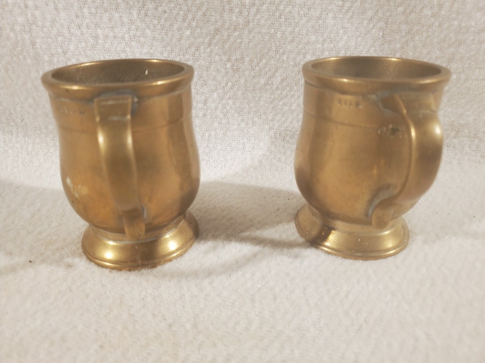 Pair of Antique Copper Brass Tankard Cups ~ LCC CIII CIIL 523 10 ...