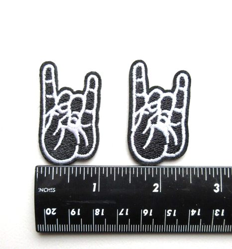 🤘HORNS UP DEVIL HORNS HAND GESTURE BATTLE VEST EMBROIDERED IRON ON PATCHES | eBay