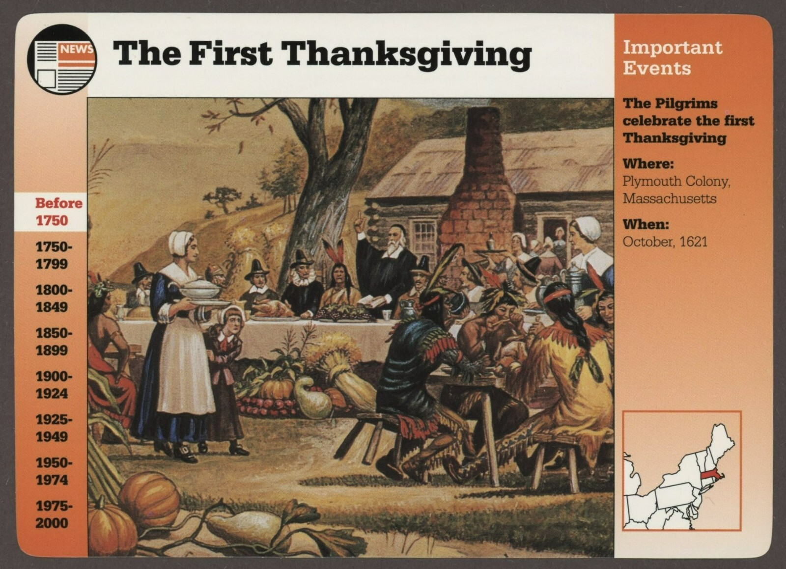 The First Thanksgiving Story of America History Card Events | eBay