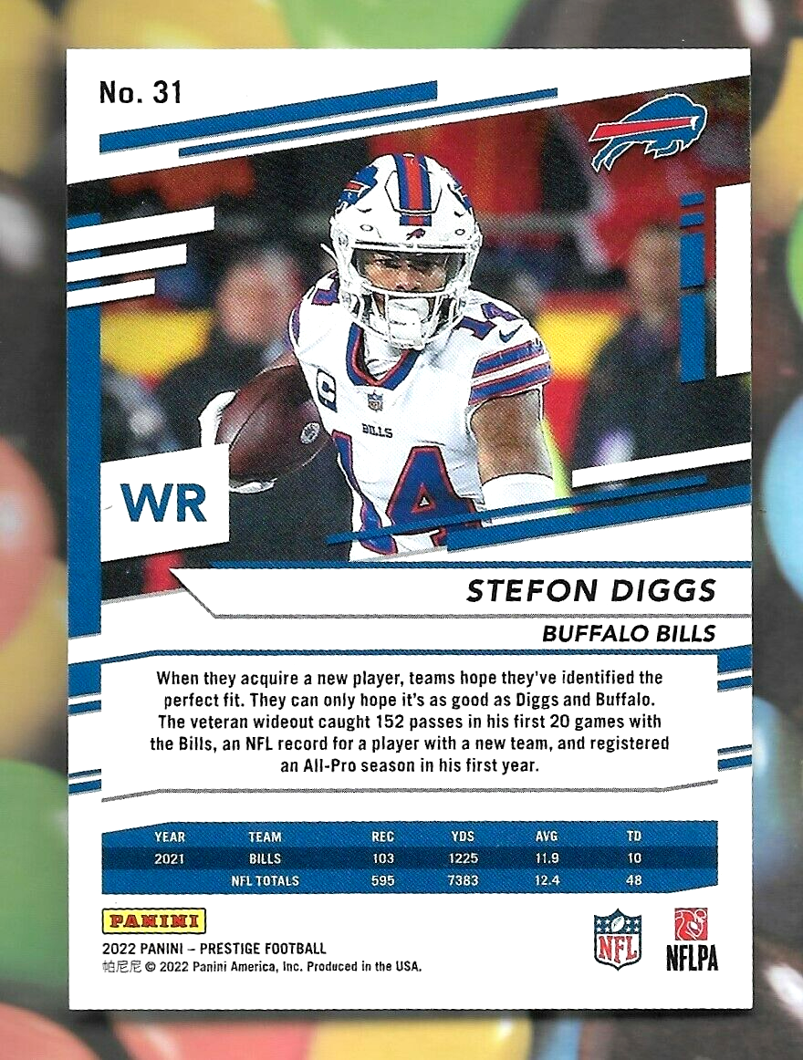 STEFON DIGGS 2022 PANINI PRESTIGE FOOTBALL SP PARALLEL CARD #'D /25 ...