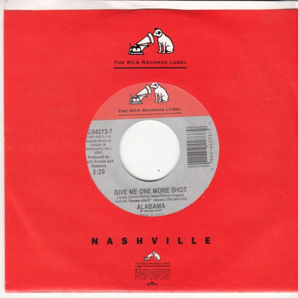 Alabama ‎give Me One More Shot 45 RCA 1995 for sale online | eBay