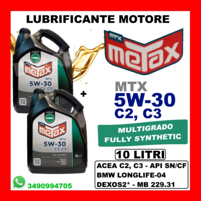 OLIO MOTORE METAX MTX 5W30 C2 C3 SINTETICO MOTORI DIESEL E BENZINA 2 ...