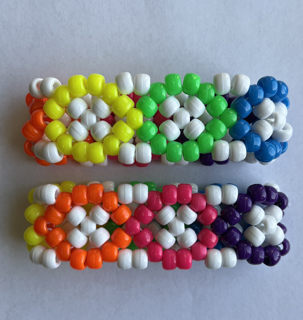 2D DNA Neon Rainbow Kandi Cuff Bracelet Rave PLUR EDM Festival Pride ...