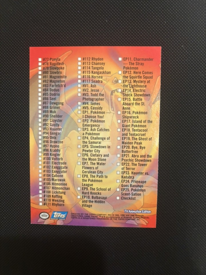 Pokemon Card - Checklist - Blue Logo - Topps Series 2 | eBay UK
