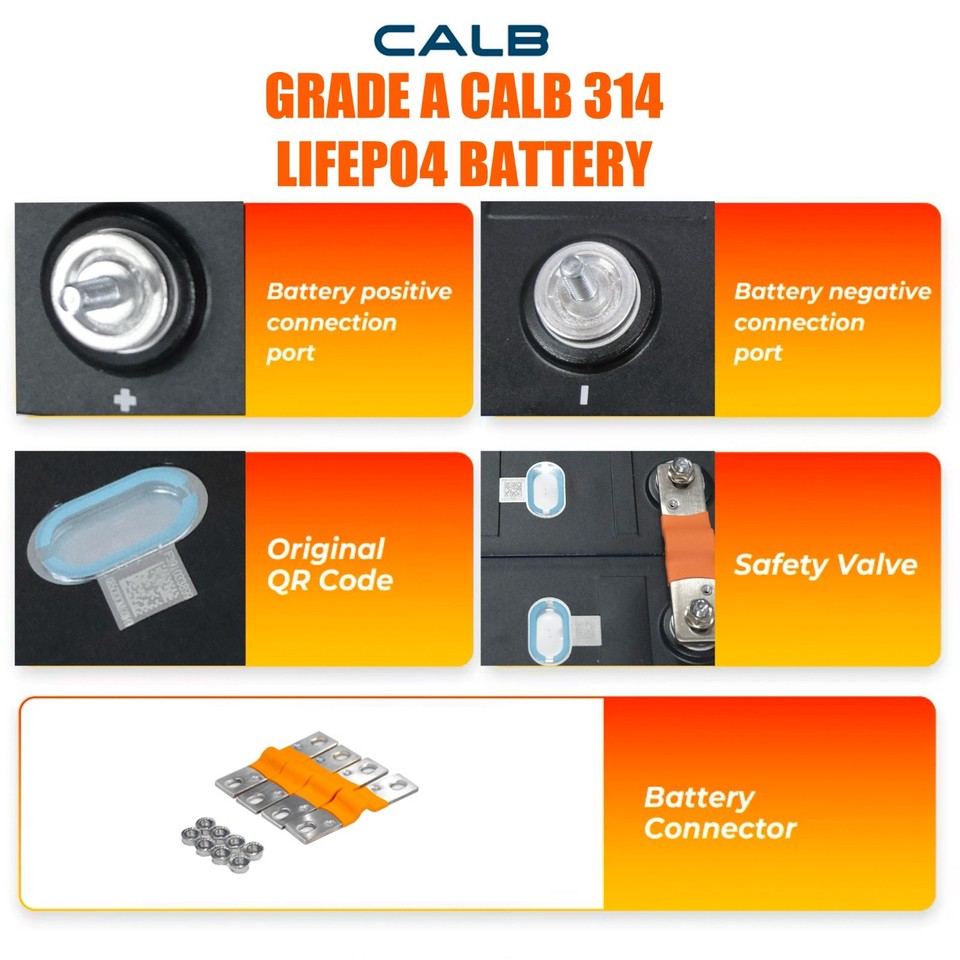 4PCS 3.2V CALB 314 320Ah LiFePO4 Battery Cells Grade A with Flexible ...