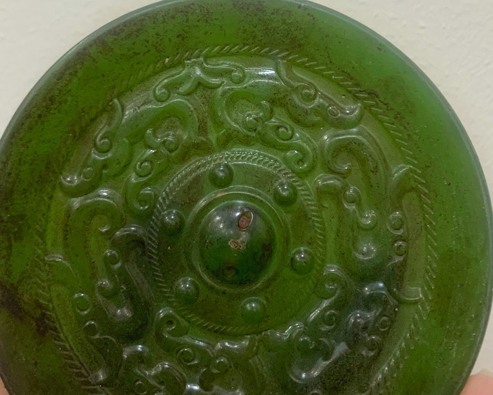 China Old jade Carved Fengshui Exorcism dragon phoenix pattern Jade ...