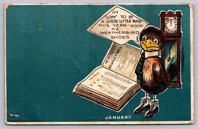 Postcard Jan Weatherbird Peters Shoe Advertisement Anthropomorphic | eBay