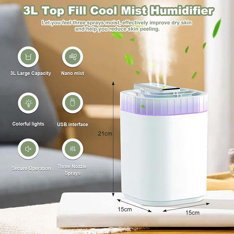 Ultrasonic Humidifiers For Bedroom Large Room Office Cool Mist Air ...