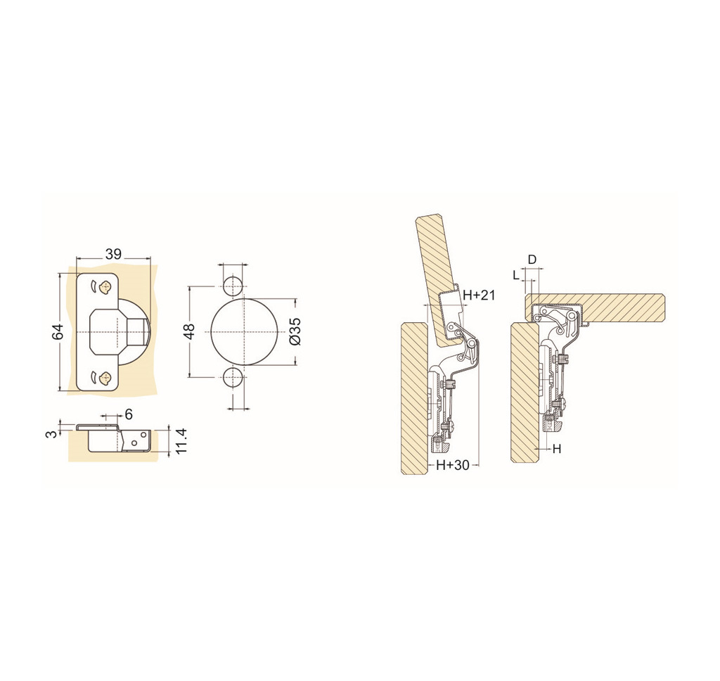 10x pot band hinge click hinges Cabinet hinge DANCO 35mm cup Half ...