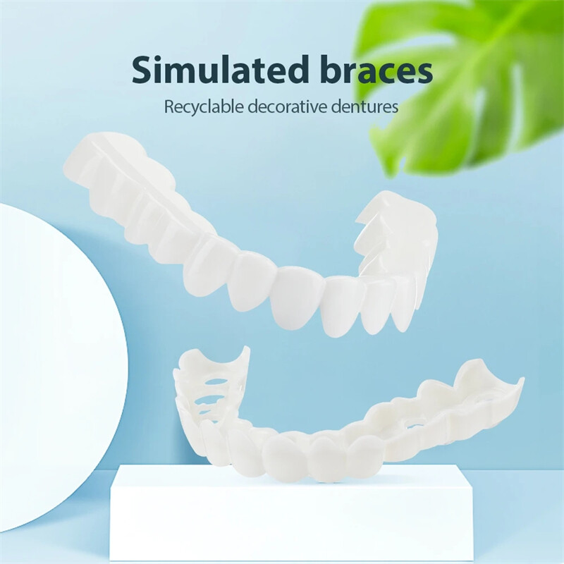 Smile Snap On Upper＆Bottom Set False Teeth Denture Veneers Dental Tooth ...