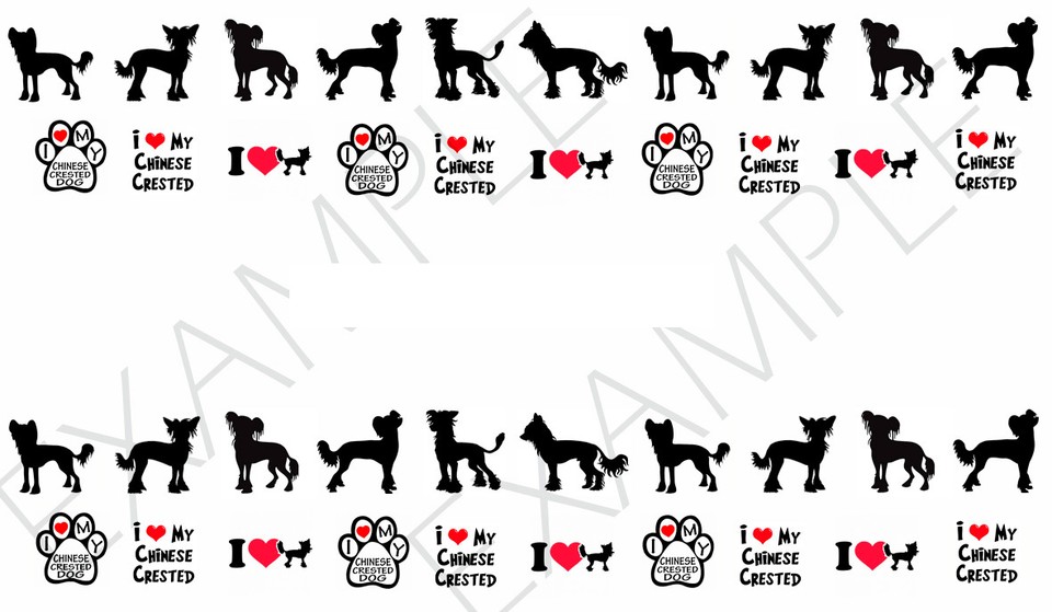 Chinese Crested Dog Nail Art Stickers Transfers Decals Set of 40 ...