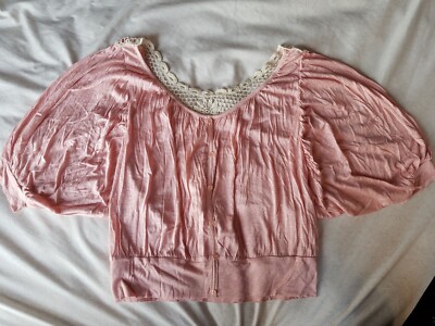 Love Notes Women Pink Crochet Back Blouse Size S | eBay