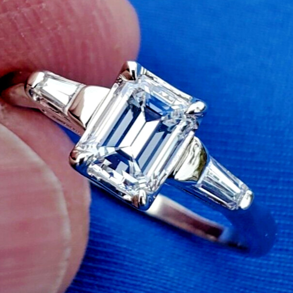 Earth mined Diamond Emerald Cut Deco Engagement Ring … - Gem