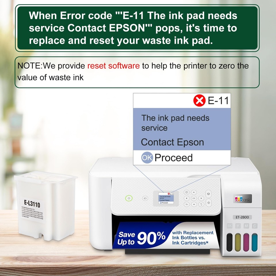 4pcs Waste Ink Pad Replacement Compatible with EPSON Ecotank ET-2800 ET ...