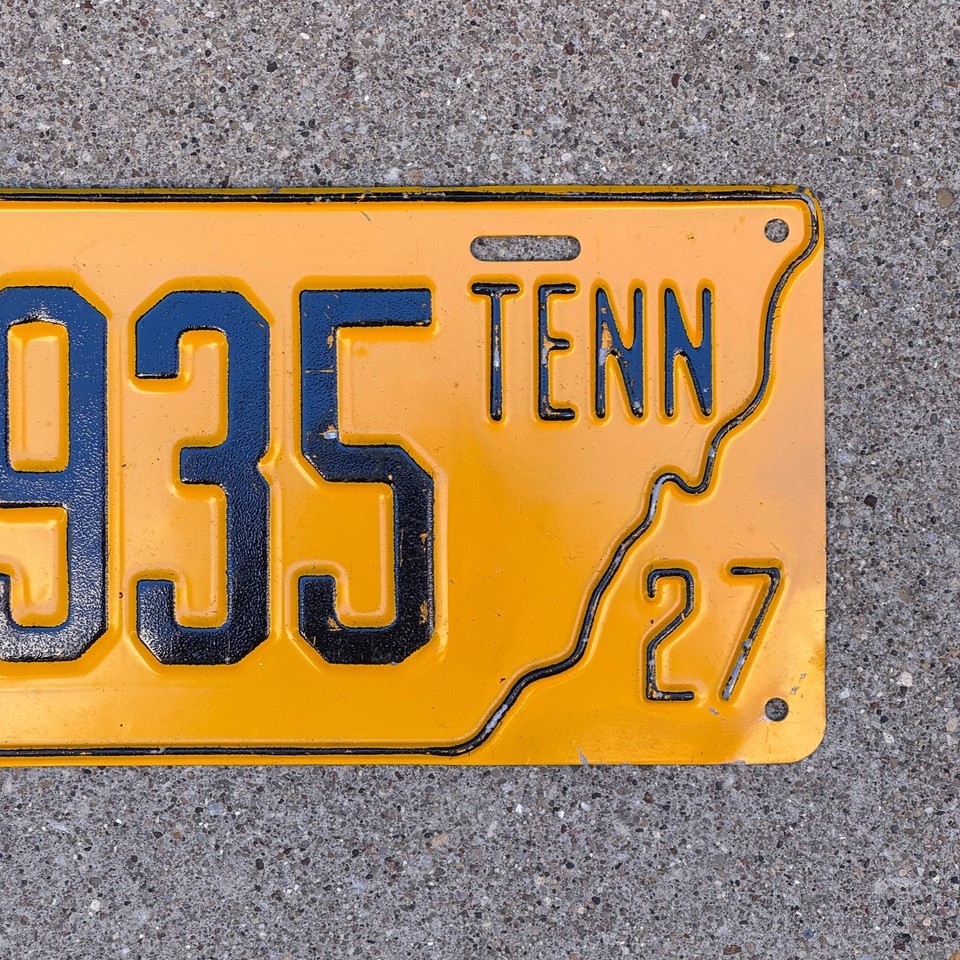 1927 Tennessee Dealer License Plate Auto Tag State Shape C 935 | eBay
