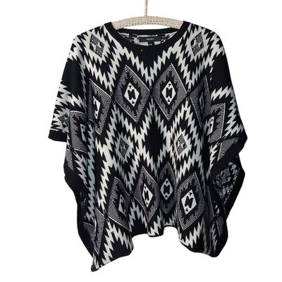 Forever 21 Poncho Black and white Geometric | eBay