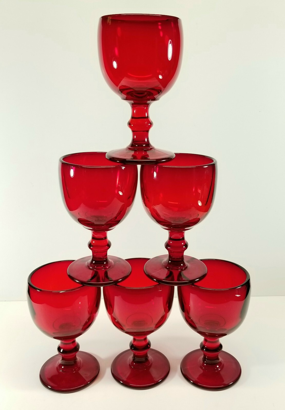 6 MidCentury Ruby Red Imperial Glass Hoffman House 10 Oz 6 Inch Stemmed ...