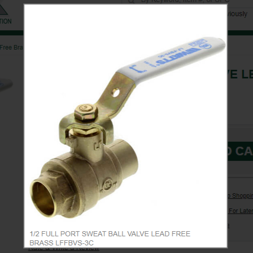 1/2 FULL PORT SWEAT BALL VALVE LEAD FREE BRASS LFFBVS-3C # 0555110 | eBay