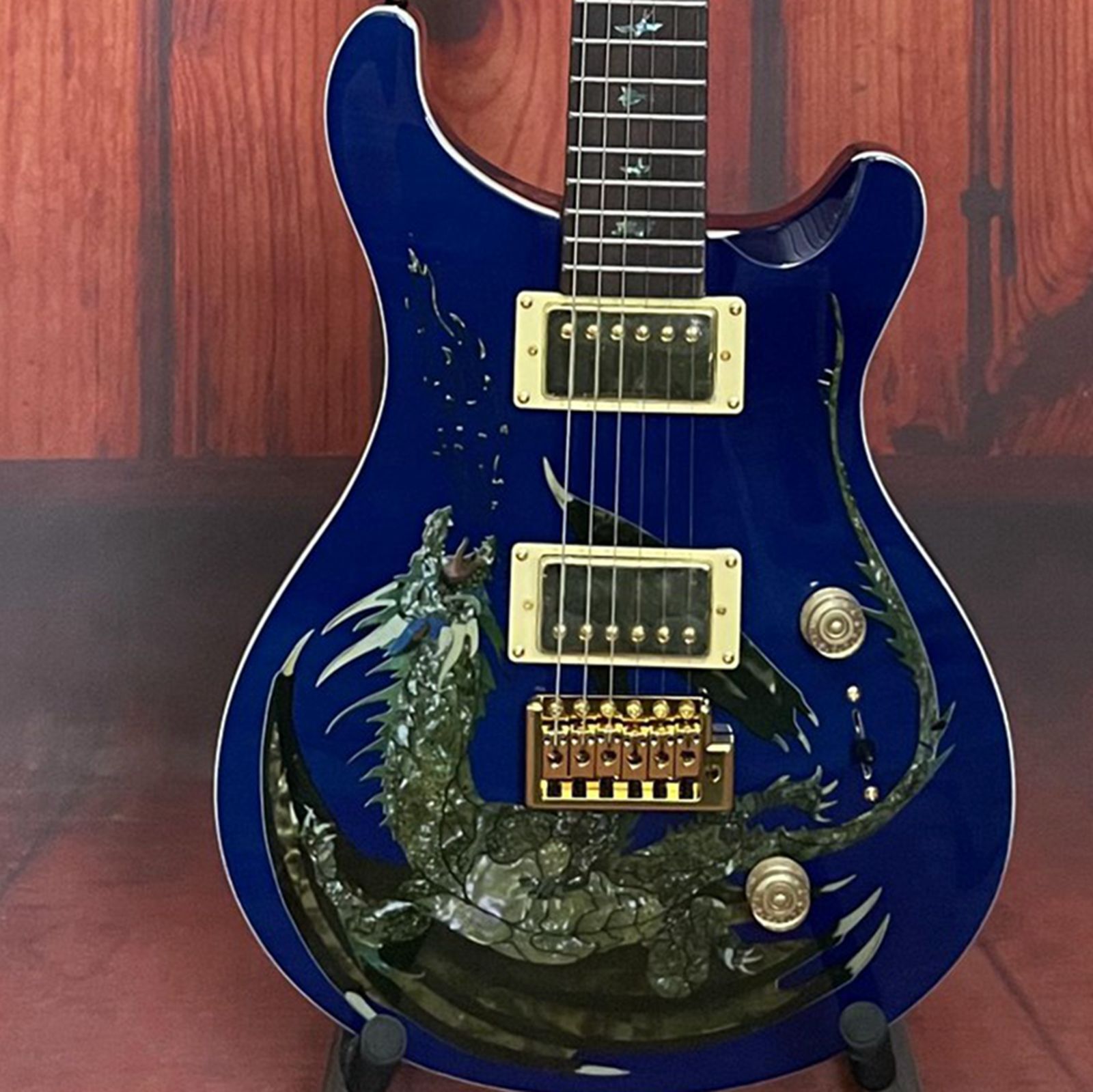 Handmade Blue Dragon 6 String PRS Electric Guitar Mahogany Body Abalone ...