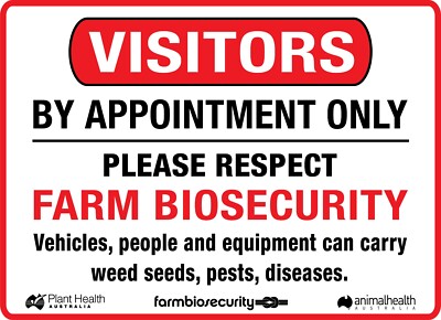 Farm Biosecurity Visitor Warning Sign/Sticker in Various Size ...
