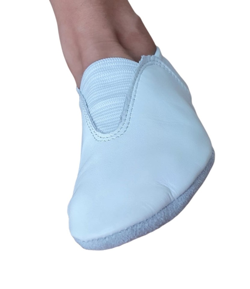 GYMNASTIC SHOES WHITE LEATHER TRAMPOLINING TRAINING DANCE CUSHIONED ...