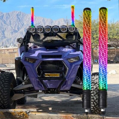 For Polaris RZR XP 4 1000 900 2FT Thick LED Whip Spiral Chasing Fat ...