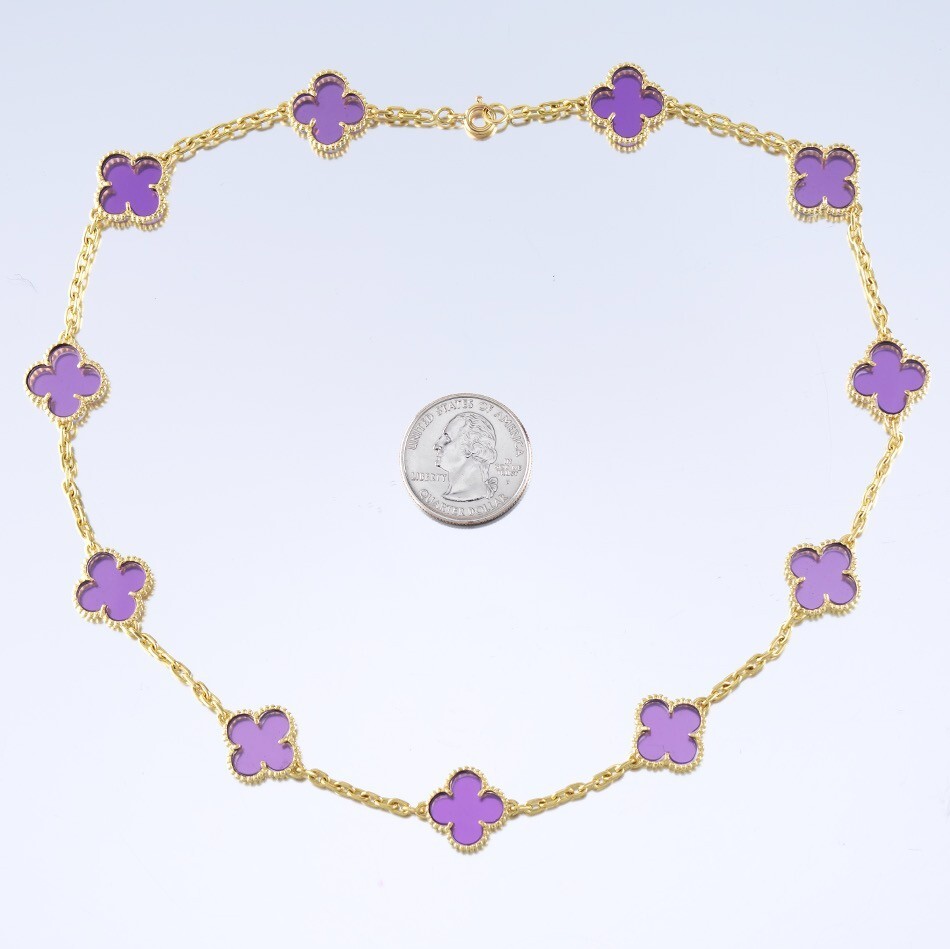 18K Purple Stone Quatrefoil Design Station Necklace﻿ | eBay