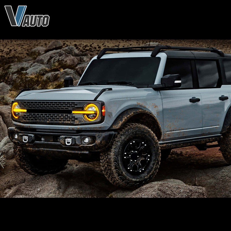 For 2021-2024 Ford Bronco Headlights Upgrades LED Amber Halo DRL VLAND ...