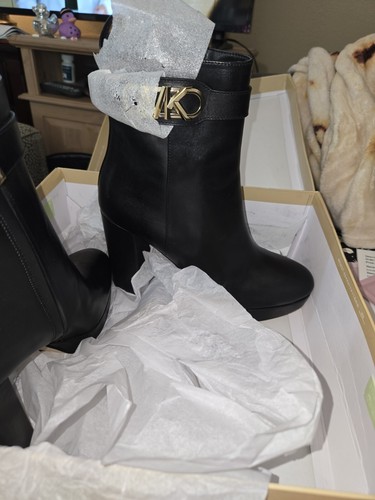 Michael Kors Parker Platform Bootie New 10 Black Leather Empire MK ...