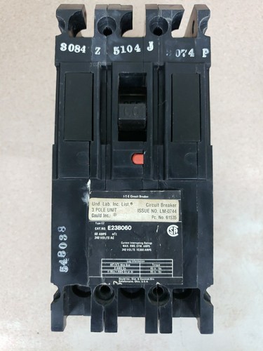 ITE E23B060 Type E2 Circuit Breaker 3 poles 60 Amp 240V AC B# SEE PICS ...