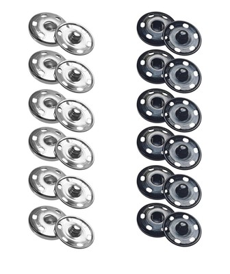 12 Sets Metal Buttons Snap Fastener Popper Sew Sewing Craft 20mm Black ...