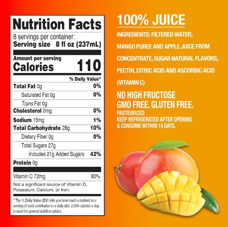 2 PACK- Langers Mongo Mango Juice Cocktail, NO High Fructose Corn Syrup ...