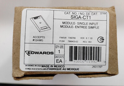 EDWARDS SIGA-CT1 Single Input Module Fire Alarm System Electronic Mount ...
