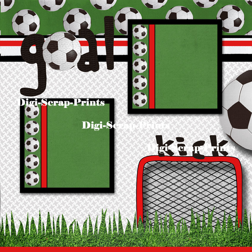 SOCCER ~ 2 premade scrapbook pages paper piecing BOY GIRL LAYOUT ~ BY ...