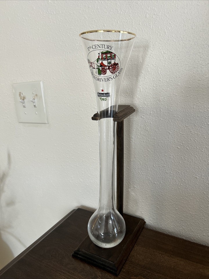 Heineken 1/2 yard of Ale 17th Century Coach Drivers Glass with Wood ...