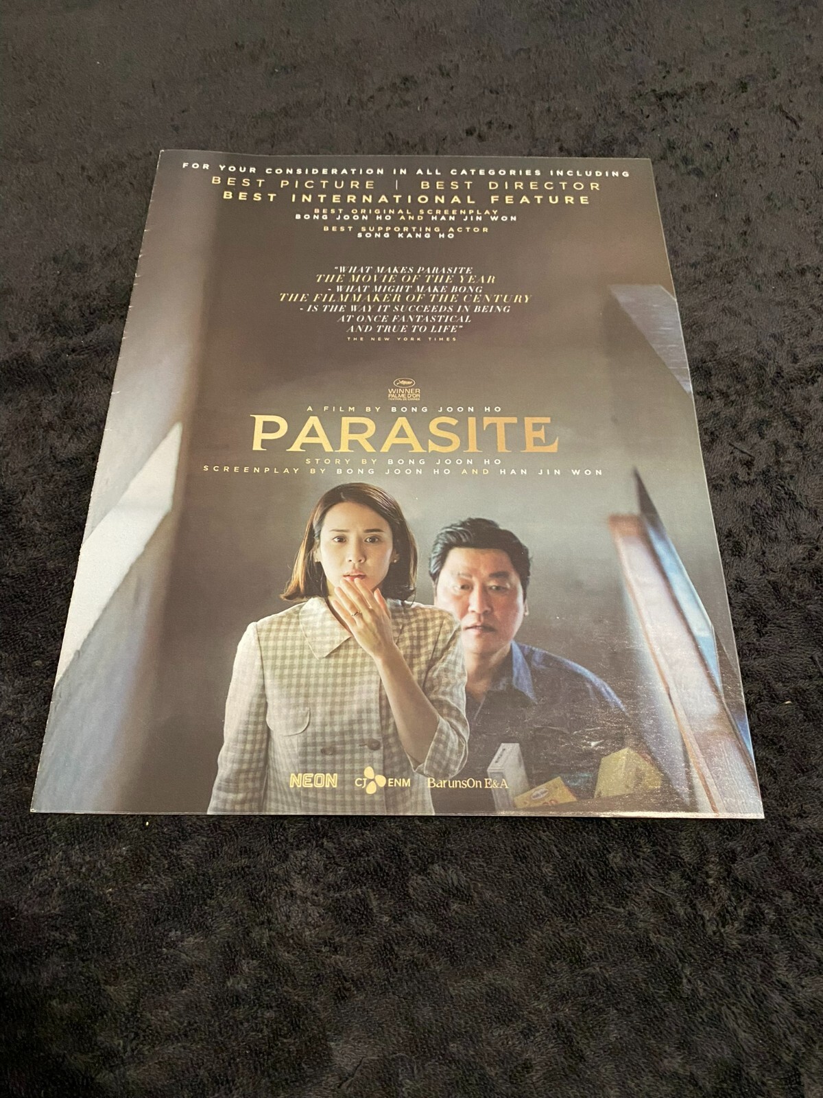 PARASITE 2017 Oscar ad the Park's mother Choi Yeon-gyo & the Kim family ...