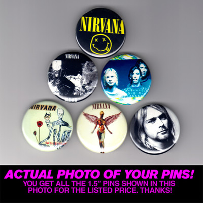 NIRVANA - 1.5" PINS / BUTTONS (poster badge lp kurt cobain grunge dave ...