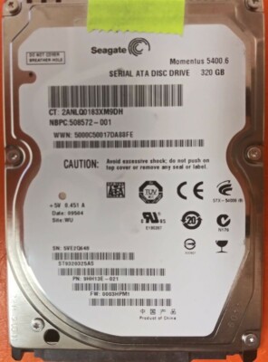 ⭐️⭐️⭐️⭐️⭐️ HDD Hard Drive SATA Laptop 2.5" Seagate ST9320325AS 320GB FW ...