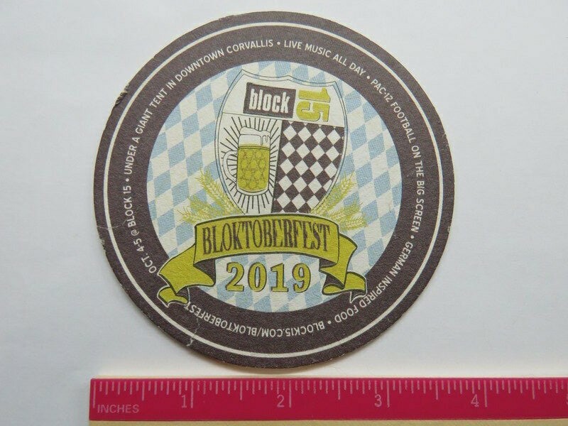 Cool Beer COASTER ~ BLOCK 15 Brewing Co Bloktoberfest 2019 - Corvallis ...