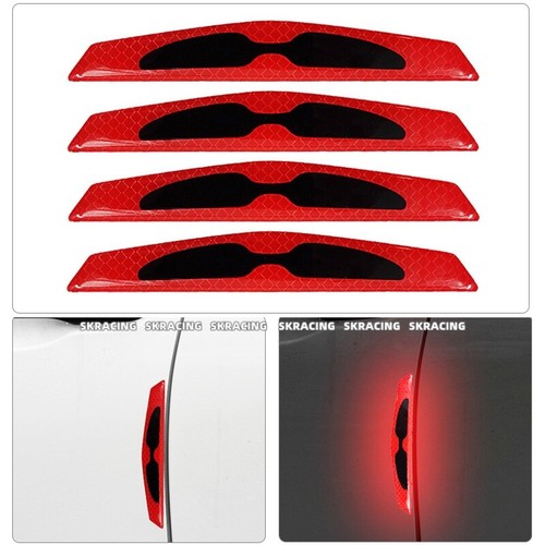 4PCS Red Car Door Edge Guard Warning Reflective Sticker Decal Tape ...