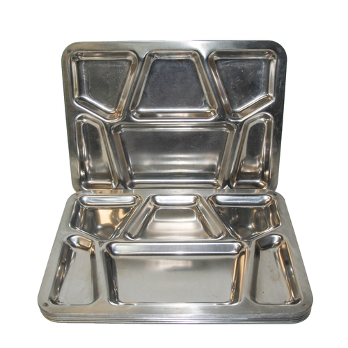 Lot of 7 USN Navy Mess Hall Divided Stainless Cafeteria Trays ...
