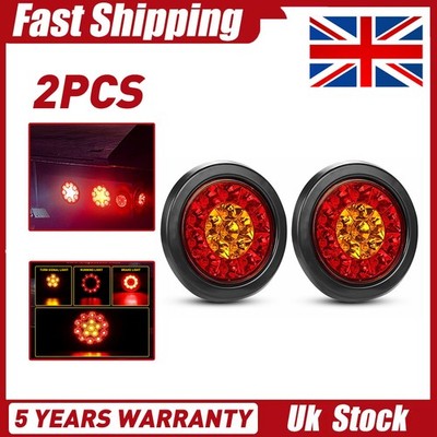 Amber/Red 4inch Round LED Truck Trailer Stop Turn Tail Brake Lights ...