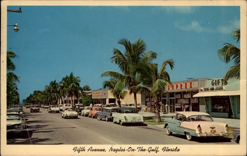 Fifth Avenue Naples On The Gulf Florida 1950s cars Mercedes? vtg ...
