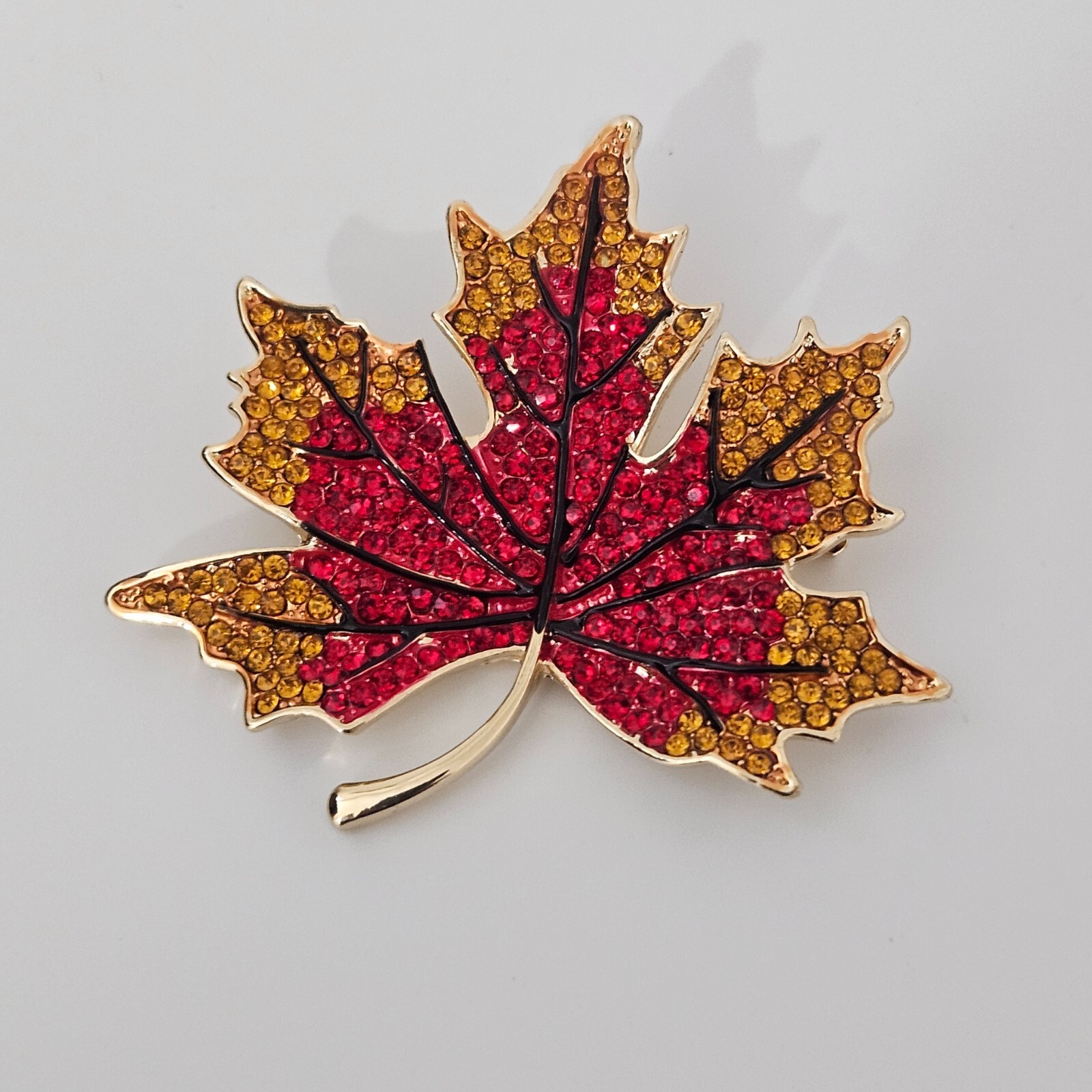 Beautiful Napier Rhinestone Maple Leaf Brooch in Red … - Gem