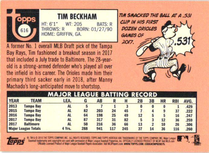2018 Topps Heritage #616 Tim Beckham | eBay