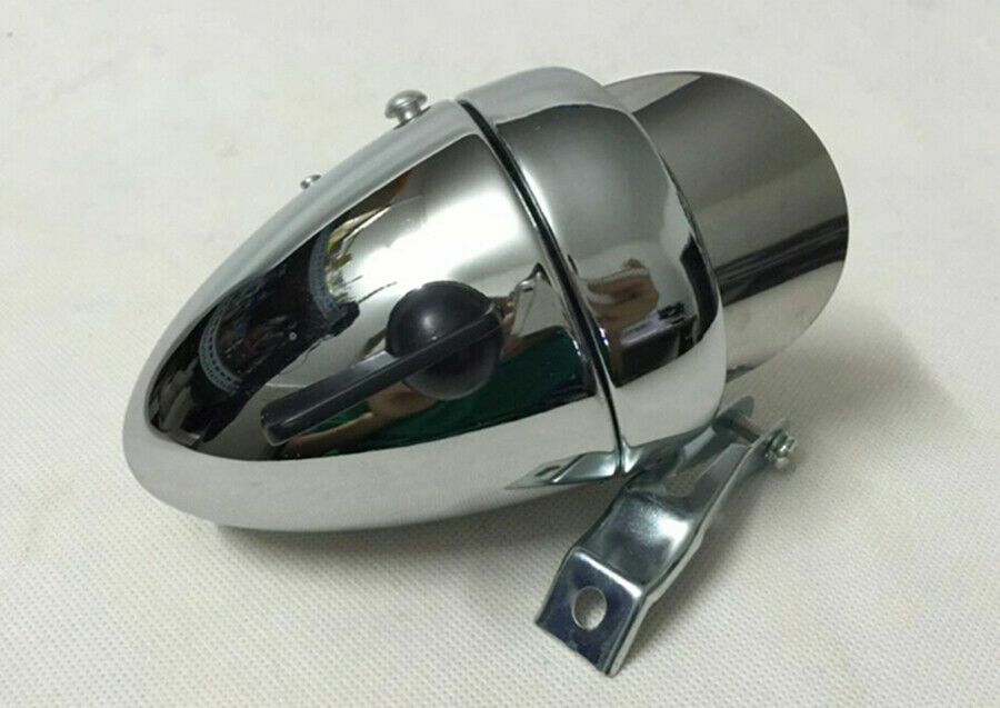 Chrome Bright LED Vintage Bike Retro Bicycle Headlight Front Head Light ...