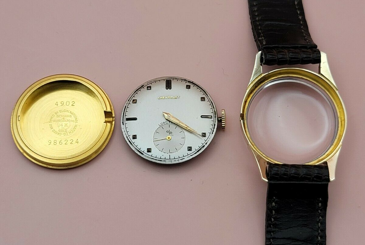 Lord Elgin Chevrolet Gear & Axle Watch 14k solid Gold 680 21 Jewels ...